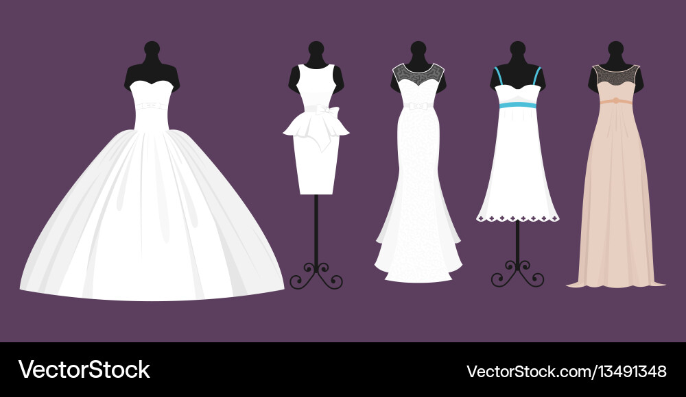Wedding bride dress elegance style celebration Vector Image