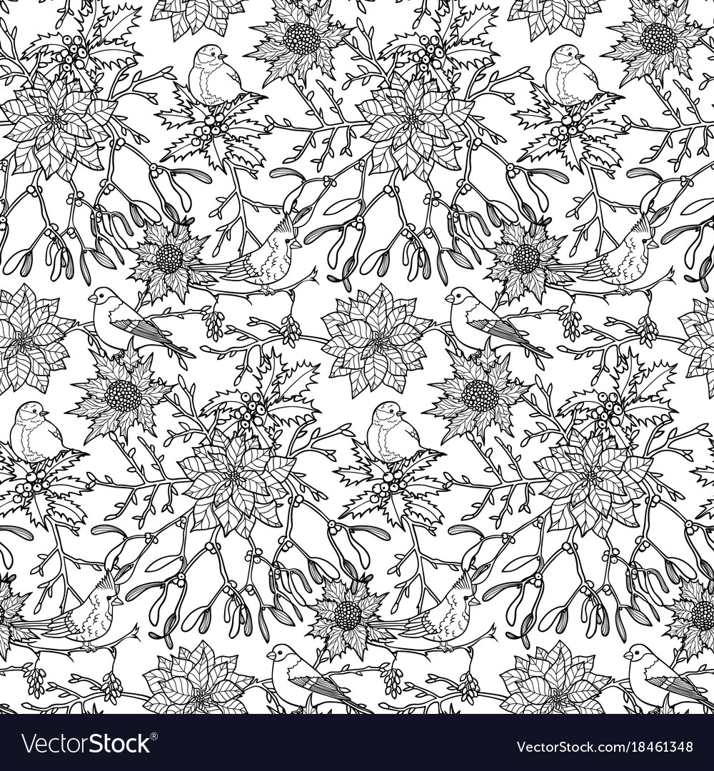 Winter outline seamless pattern Royalty Free Vector Image