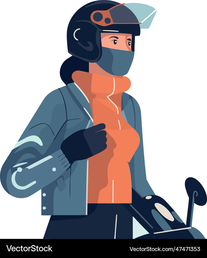 Biker in helmet riding motorcycle Royalty Free Vector Image