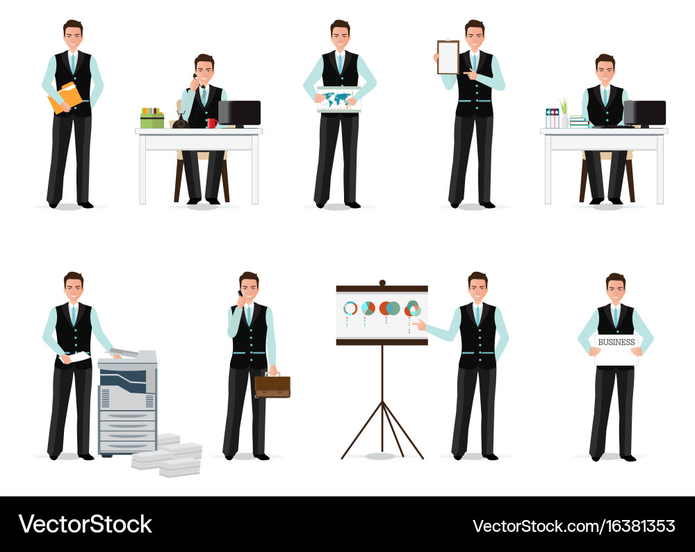 Businessman working in smart suit isolated on Vector Image