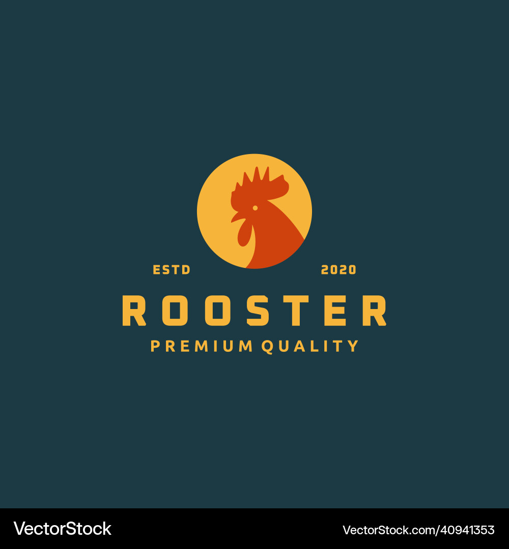 Chicken rooster head circle logo design vintage Vector Image