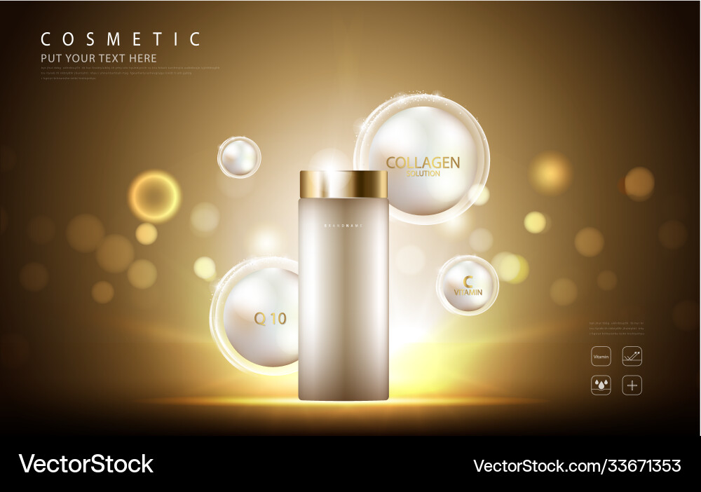 Cosmetic product poster bottle package design Vector Image