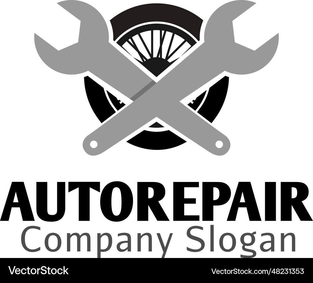 Creative wrench wheel repair logo design Vector Image
