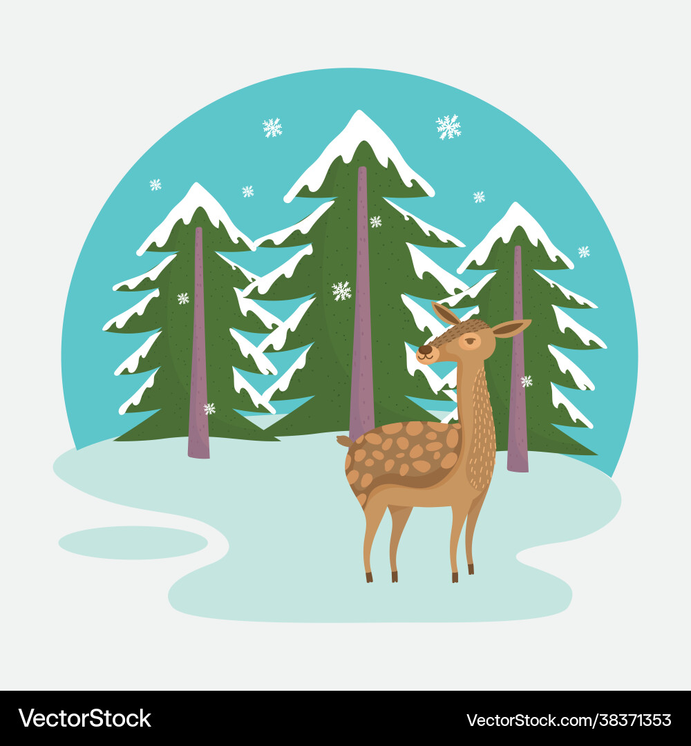 Deer winter scene Royalty Free Vector Image - VectorStock