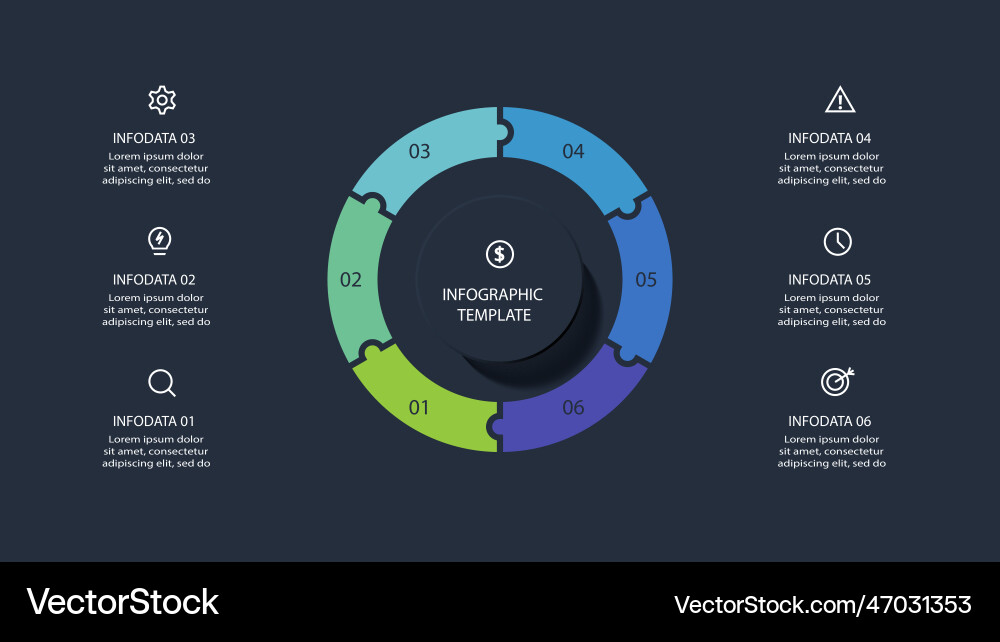 Diagram concept for infographic with 6 steps Vector Image