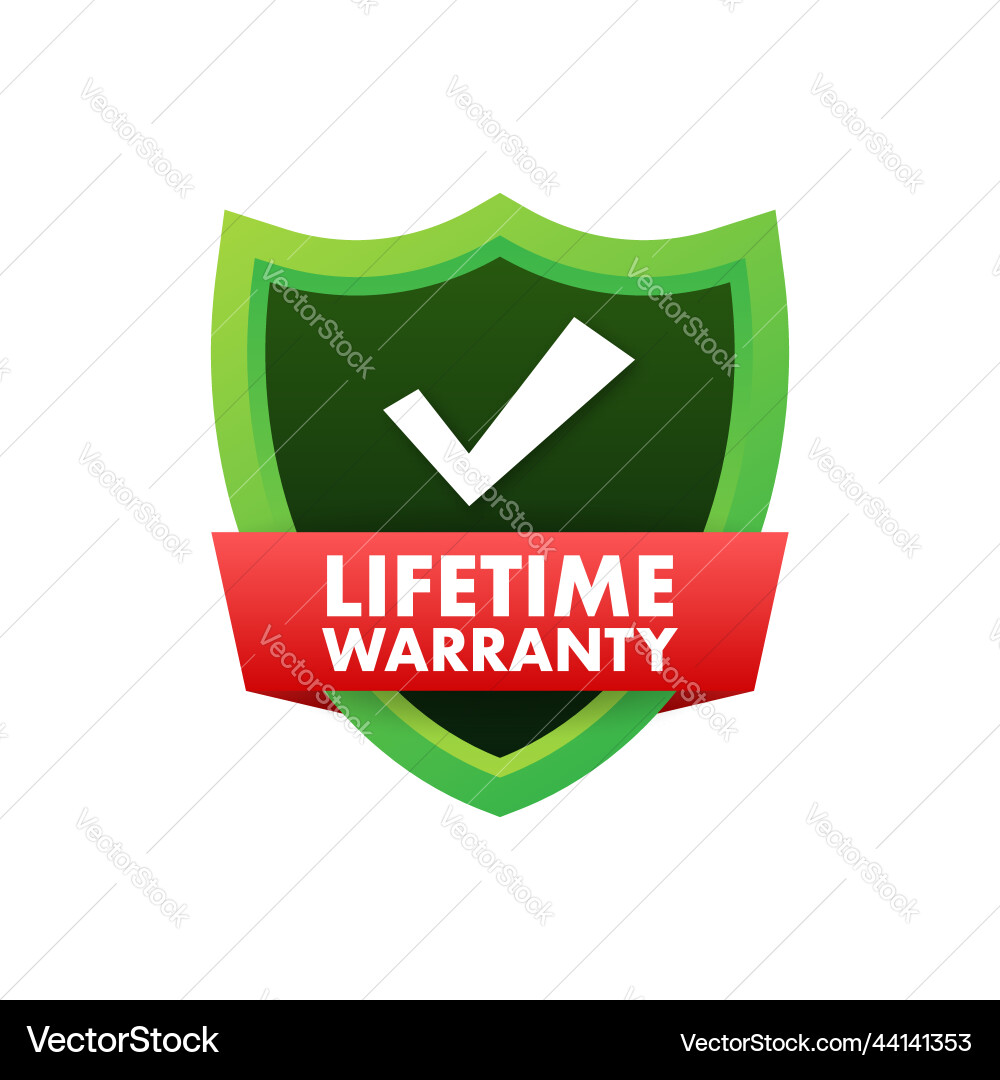 Flat banner with red lifetime warranty Royalty Free Vector