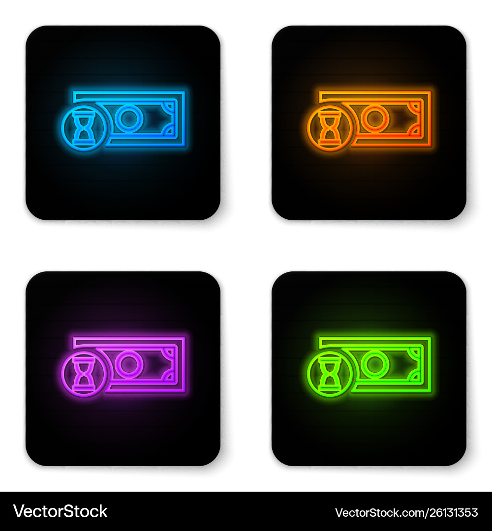 Glowing neon fast payments icon isolated on white Vector Image