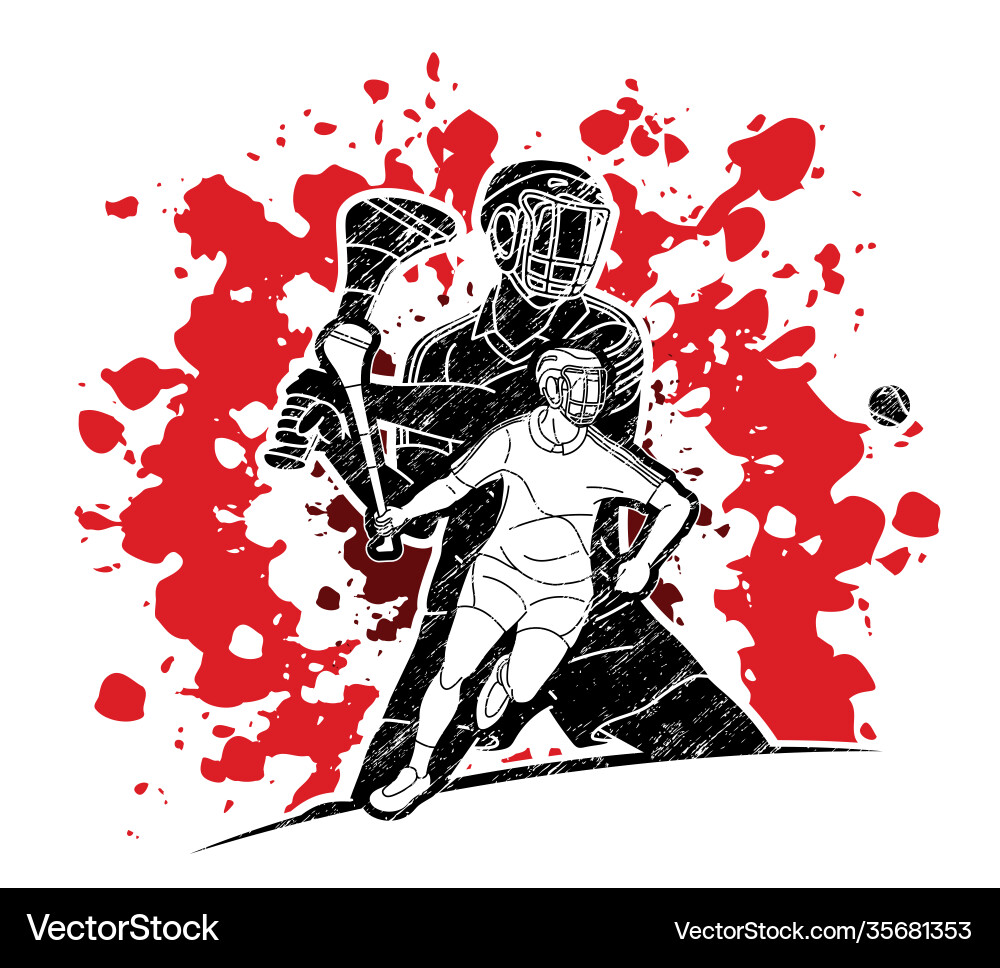 Hurling sport players Royalty Free Vector Image