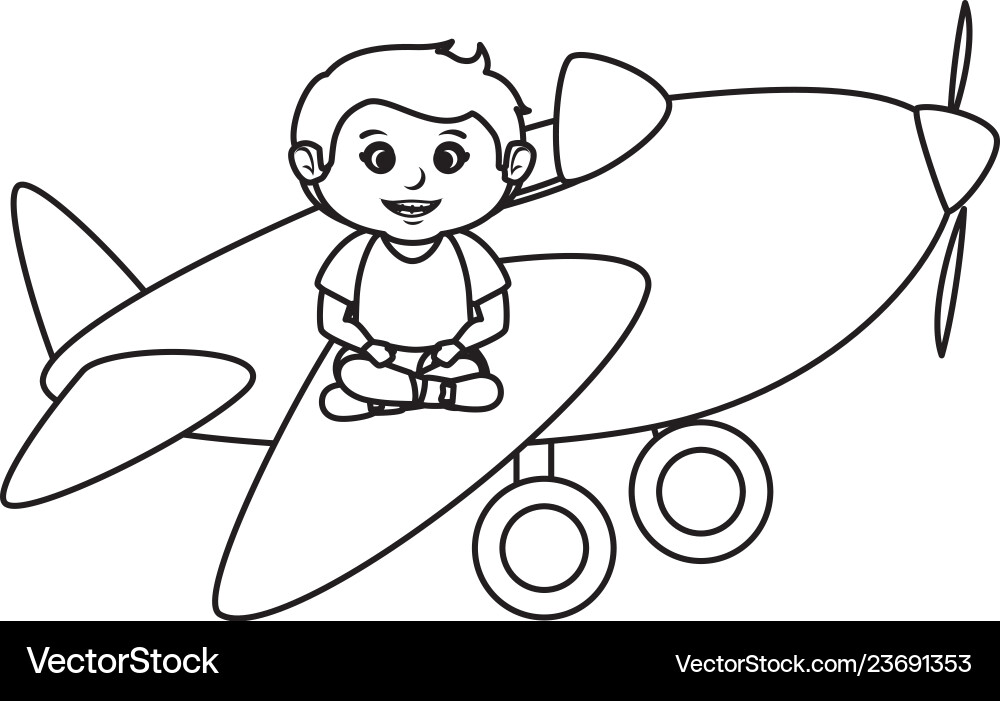 Little boy with airplane toy Royalty Free Vector Image