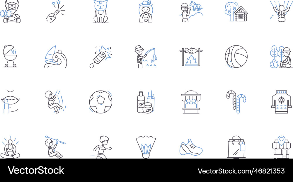 Lively activity line icons collection vibrant Vector Image