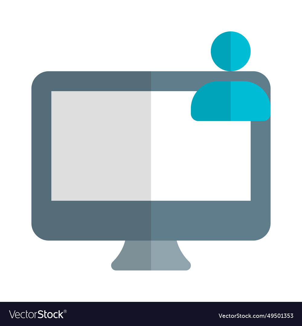 Main computer handled by user in workspace Vector Image