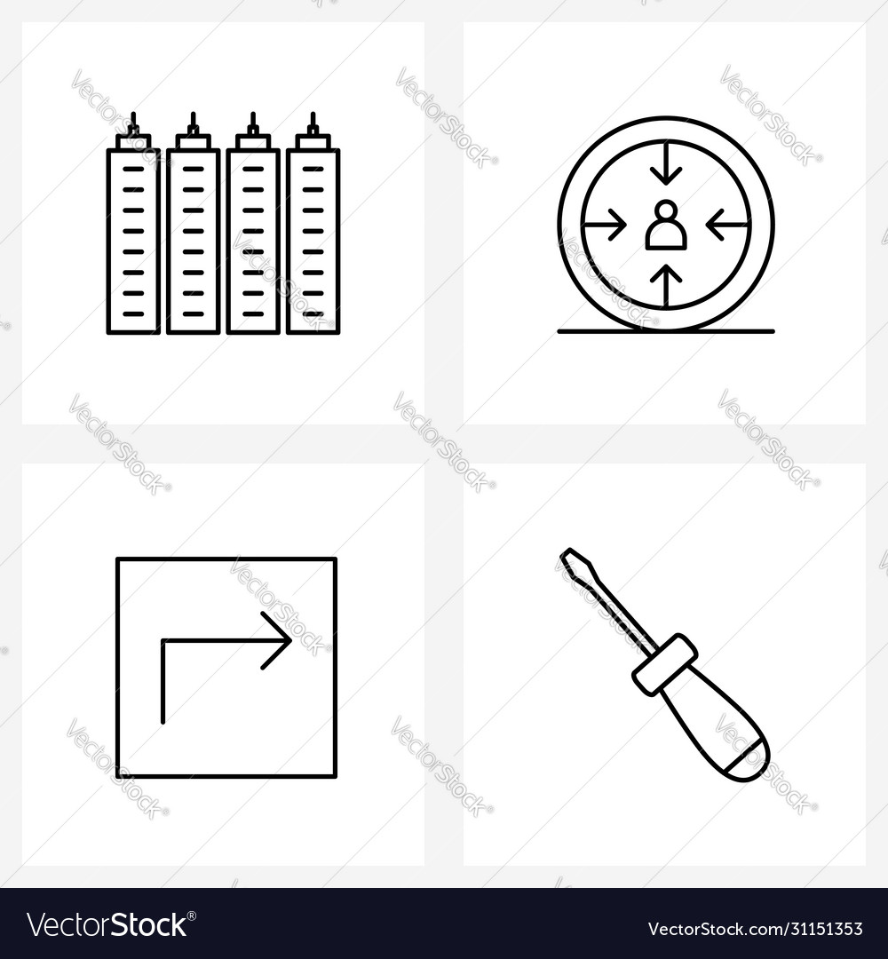 Stock icon set 4 line symbols for building Vector Image