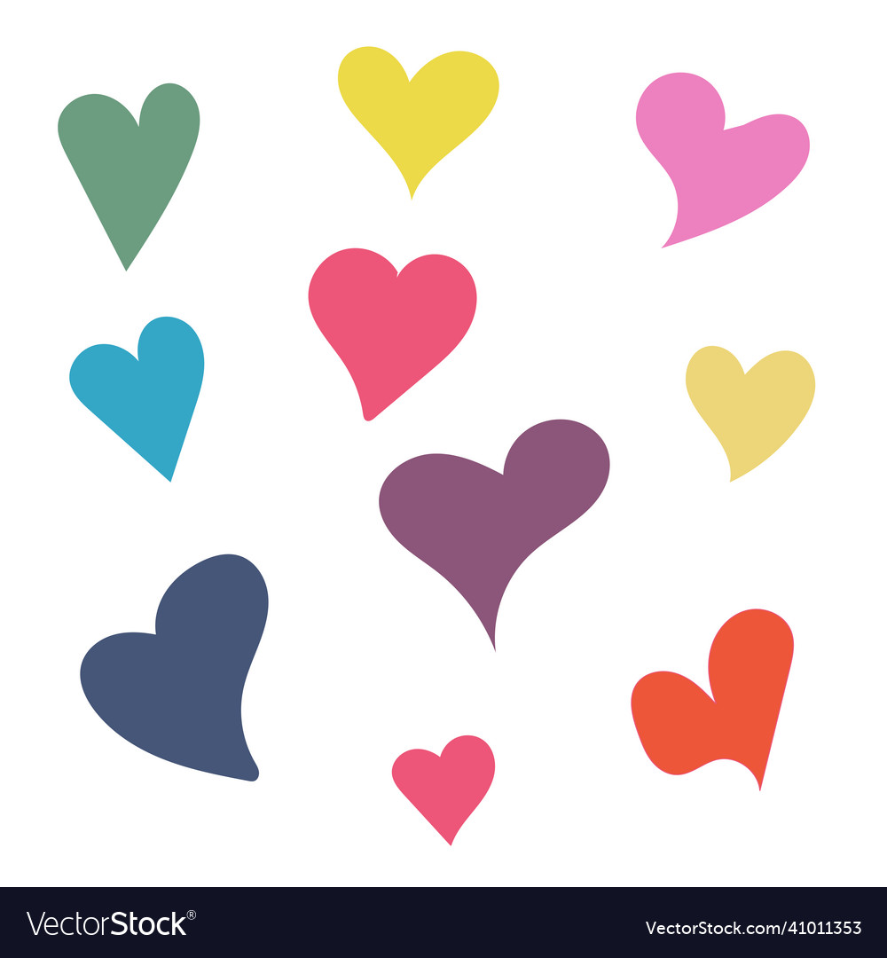 Valentines hearts colorful set Royalty Free Vector Image