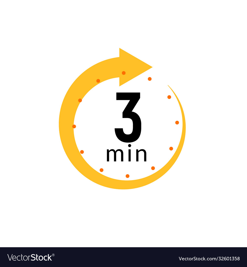 3 Minutes Clock Quick Number Icon 3min Time Vector Image