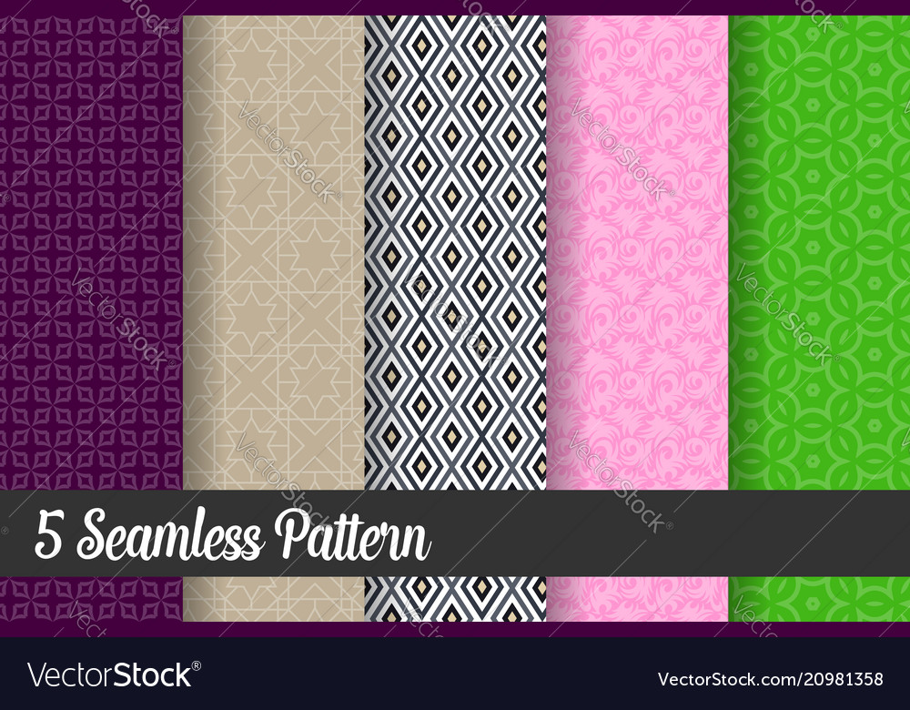 5 seamless pattern background design Royalty Free Vector