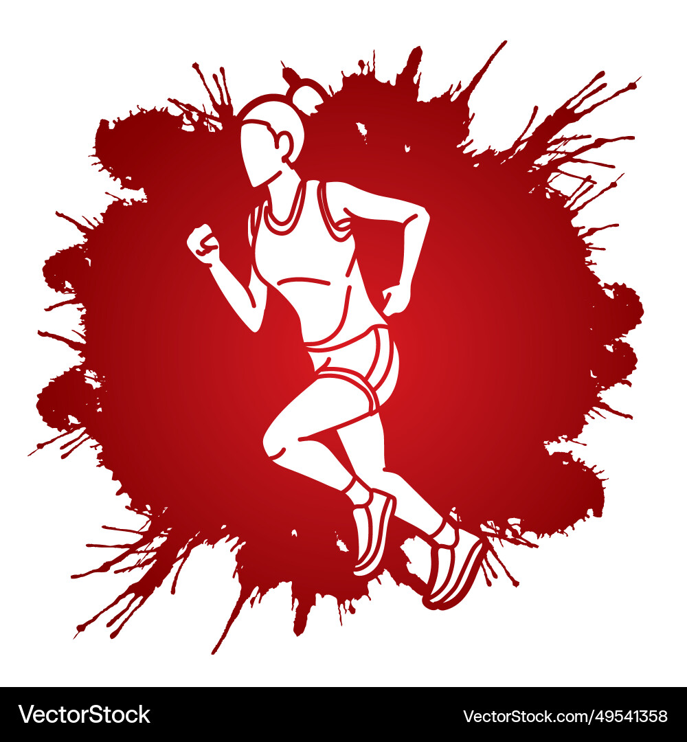 A woman start running action marathon runner Vector Image