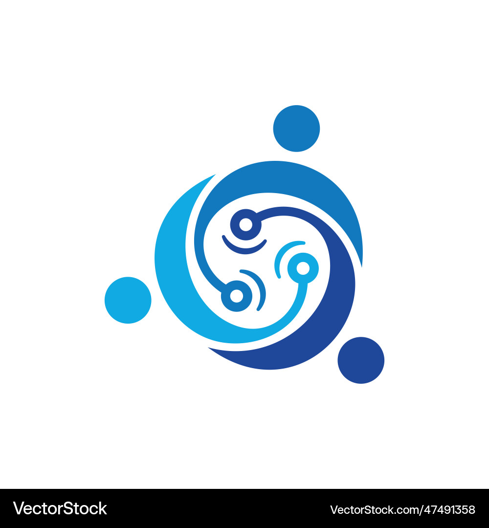 Circuit human social community logo design Vector Image