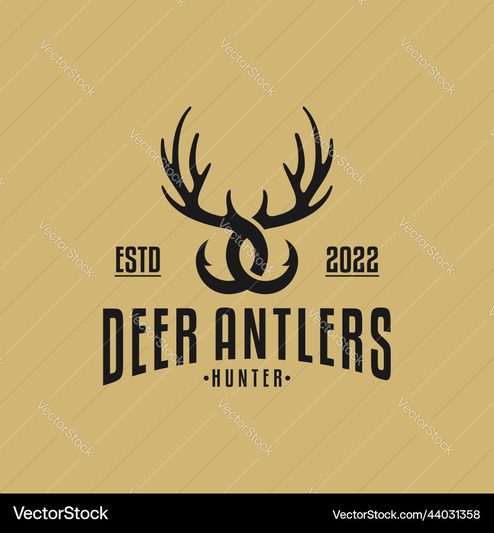 Dear antlers logo antler hunter Royalty Free Vector Image