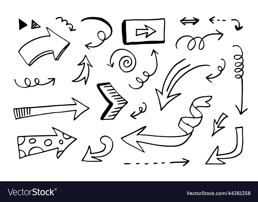 Doodle design elements hand drawn arrows Vector Image