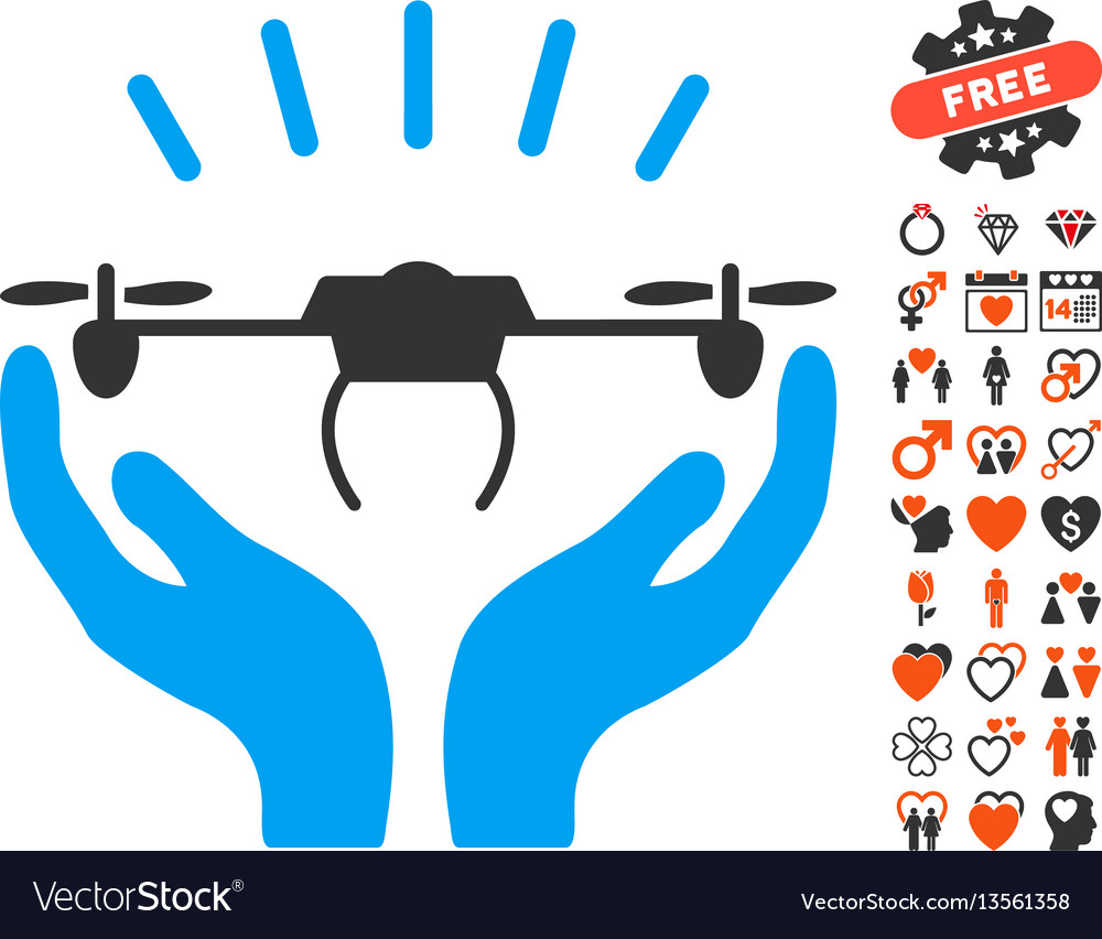 Drone launch hands icon with dating bonus Vector Image Drone launch hands icon with dating bonus Vector Image