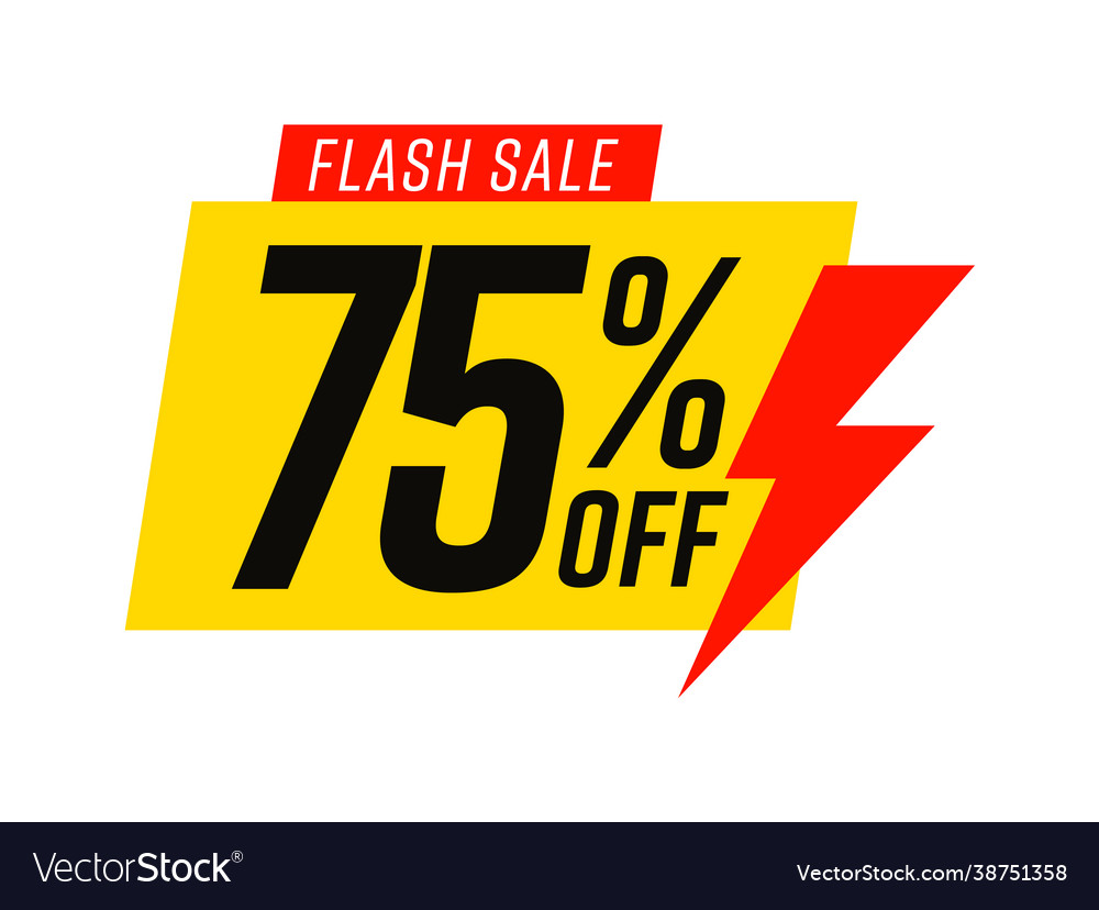 Flash sale 75 percent off template isolated Vector Image