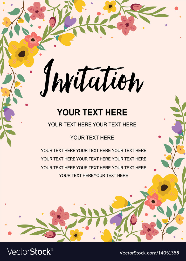 Floral Anniversary Party Invitation Card Template Vector Image
