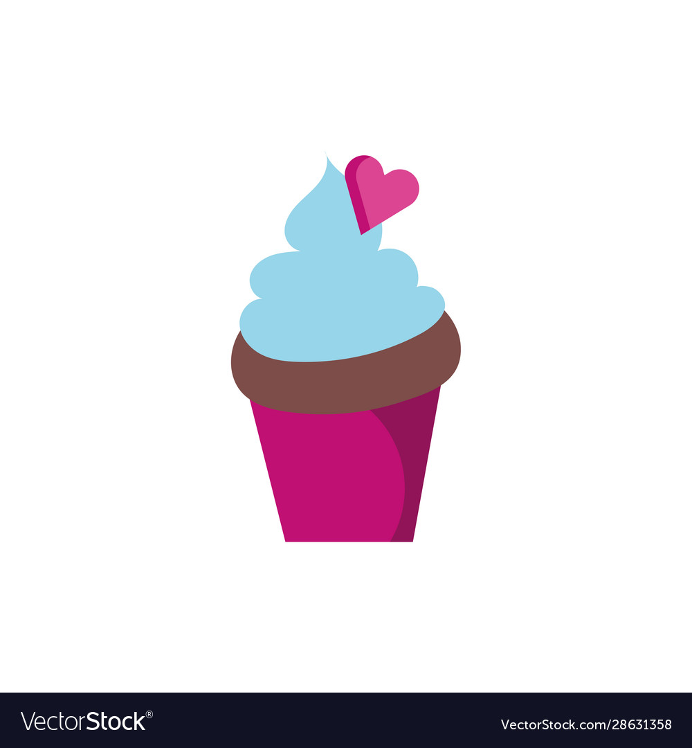 Happy valentines day cupcake with heart Royalty Free Vector