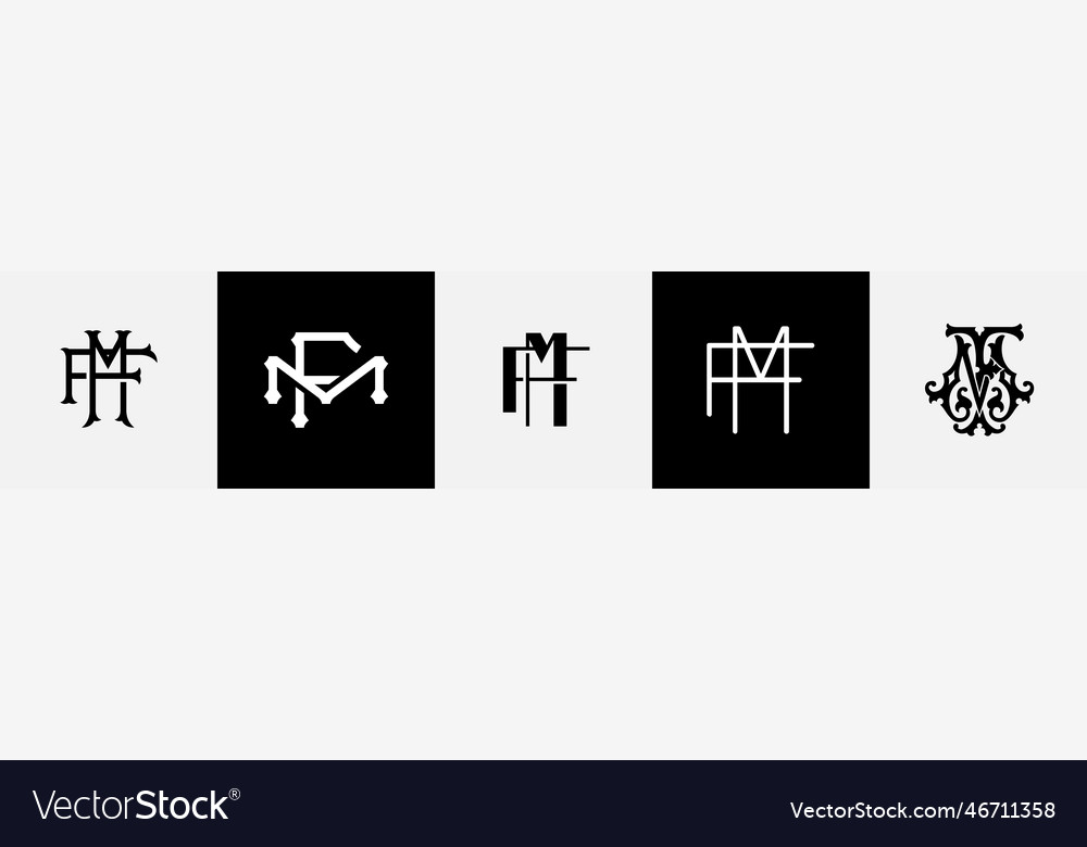 Initial letters fm monogram logo design bundle Vector Image