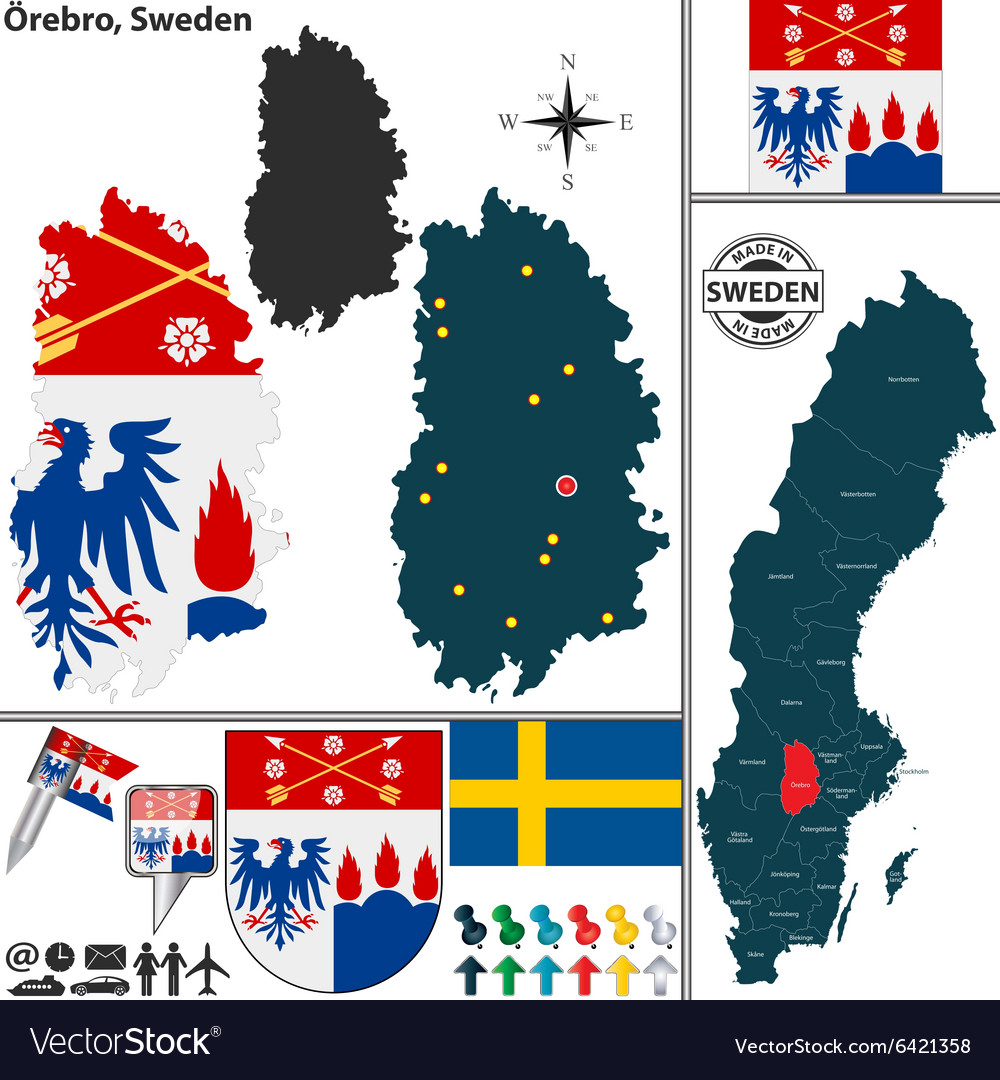 Map of orebro Royalty Free Vector Image - VectorStock