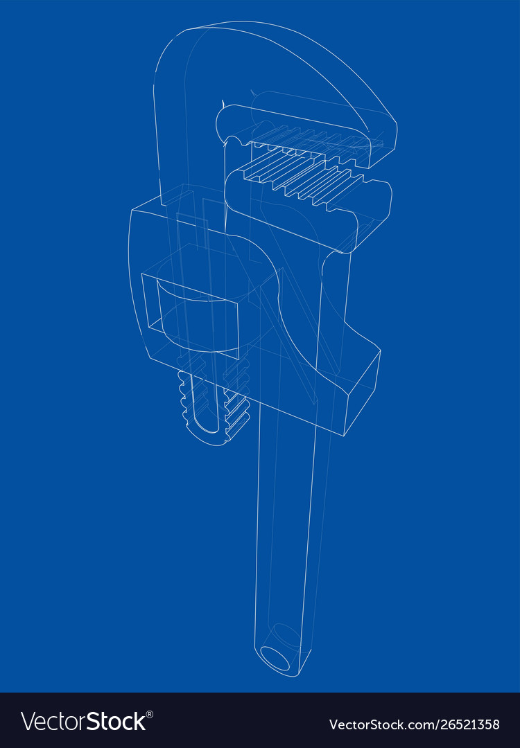 Outline adjustable wrench Royalty Free Vector Image Outline adjustable wrench Royalty Free Vector Image