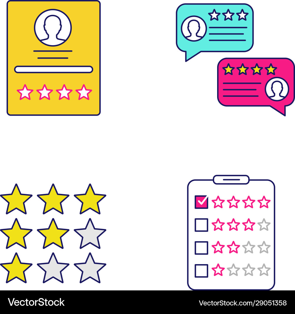 Rating color icons set Royalty Free Vector Image