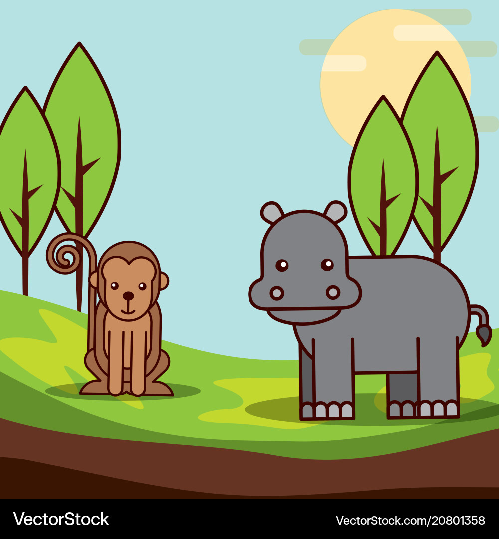 Safari animals cartoon Royalty Free Vector Image