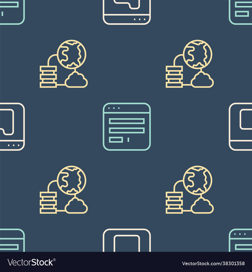Set line browser files network cloud connection Vector Image Set line browser files network cloud connection Vector Image