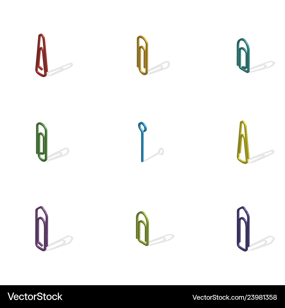 Set of various 3d office clips Royalty Free Vector Image