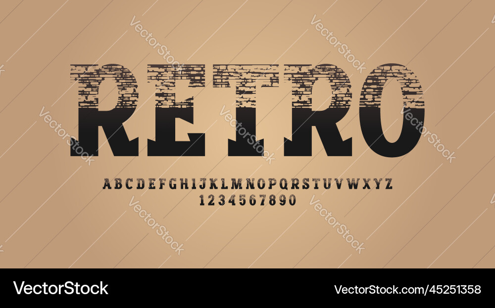 Texture font slab serif uppercase alphabet Vector Image