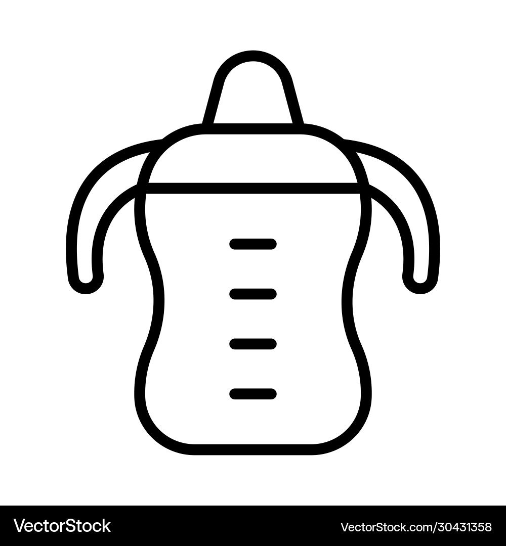 Toddler spout cup with twin handle linear icon Vector Image