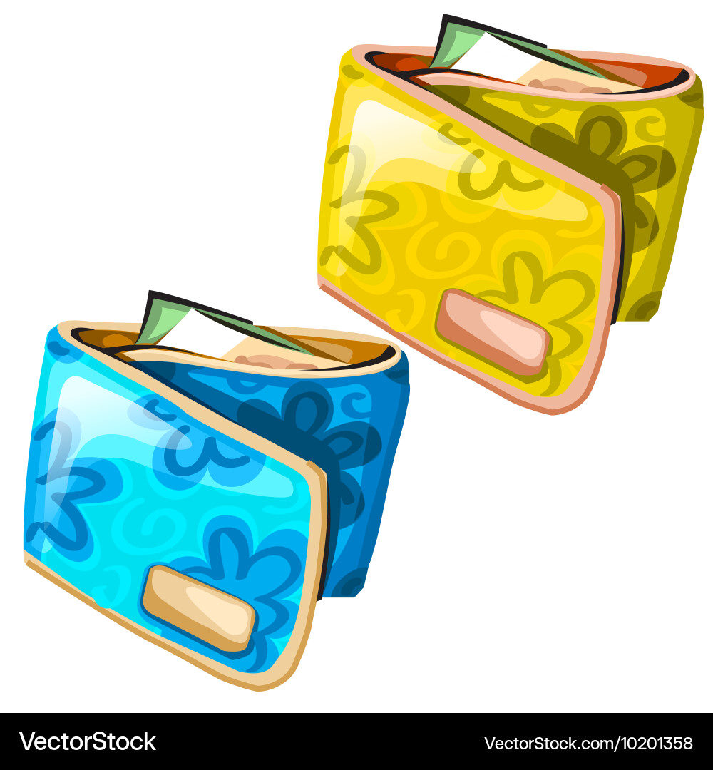 Yellow and blue glam womens wallets Royalty Free Vector