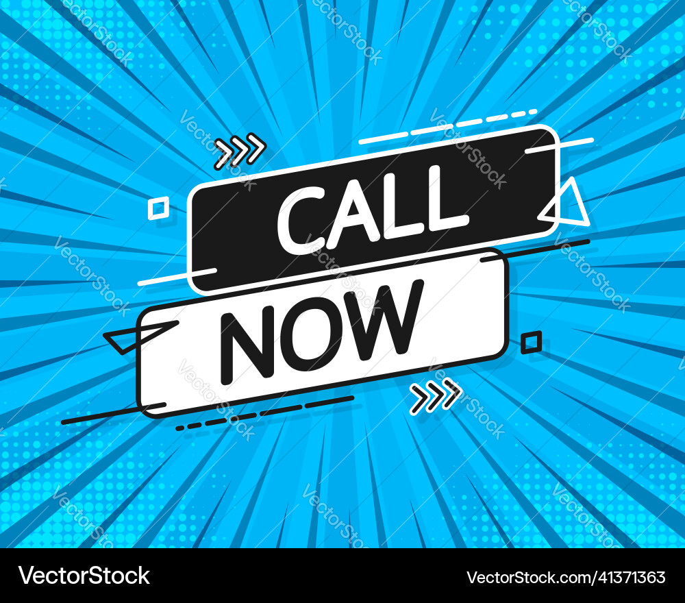 Call now blue banner on pop style background Vector Image
