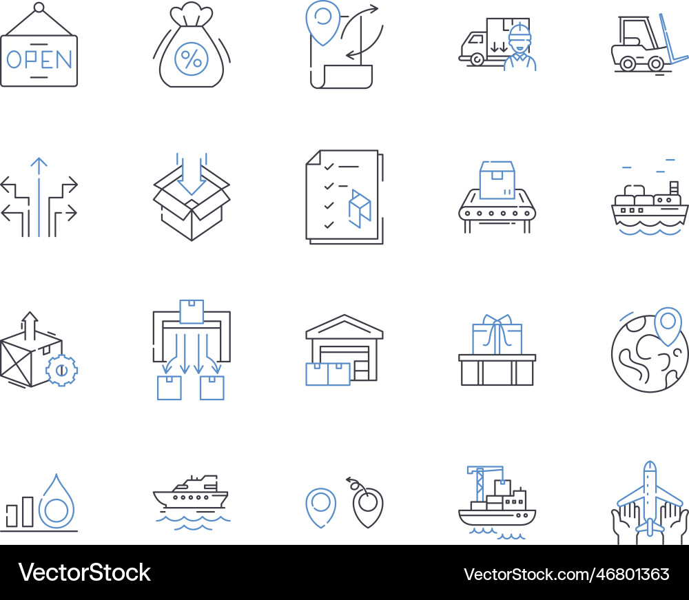 Cargo logistics line icons collection transport Vector Image