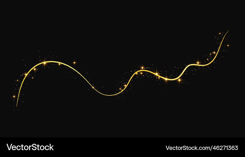 Gold glittering confetti wave and stardust Vector Image