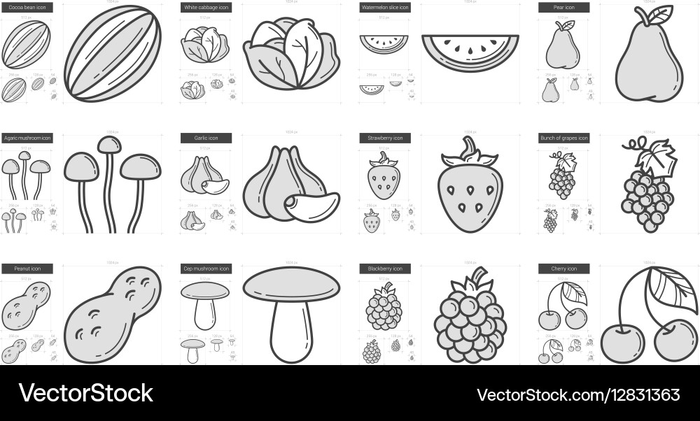 Healthy food line icon set Royalty Free Vector Image