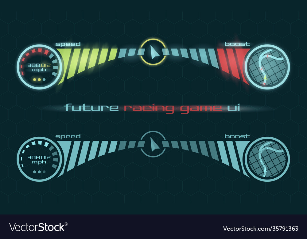 Interface racing game dashboard Royalty Free Vector Image