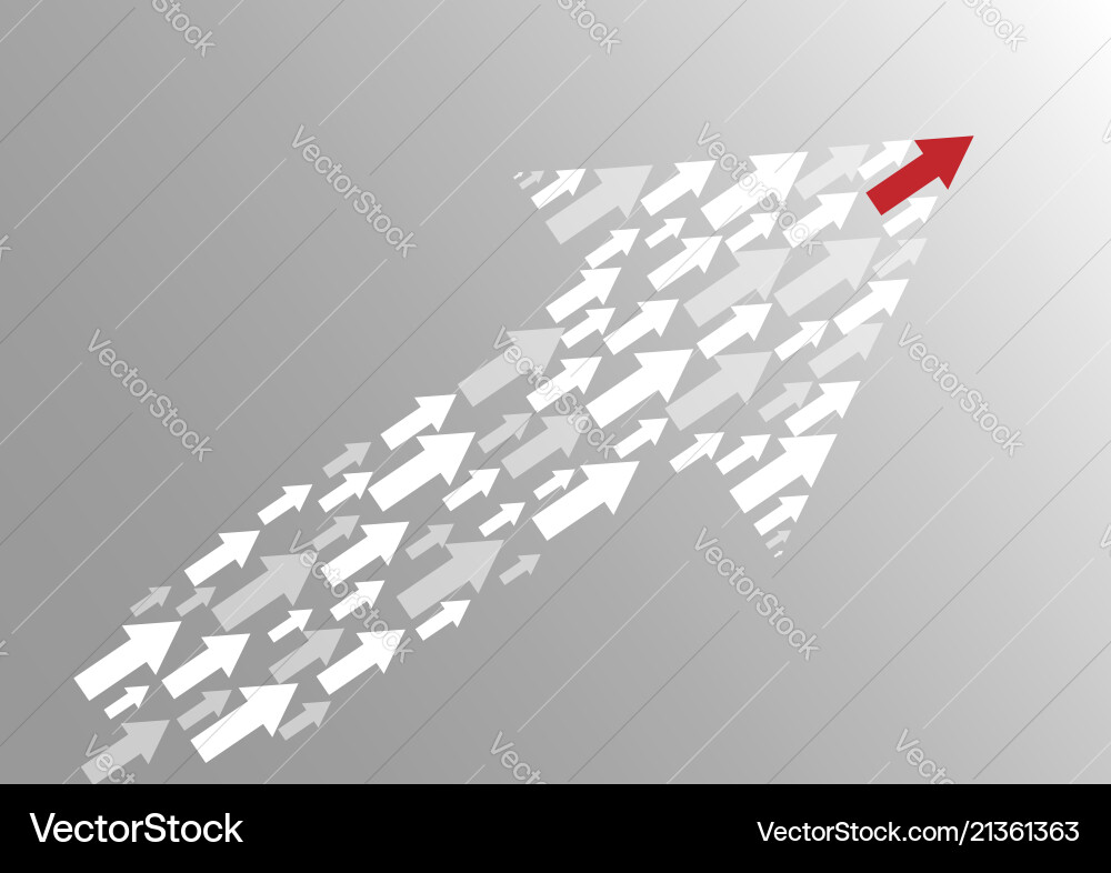Leadership concept with red arrow leading among Vector Image