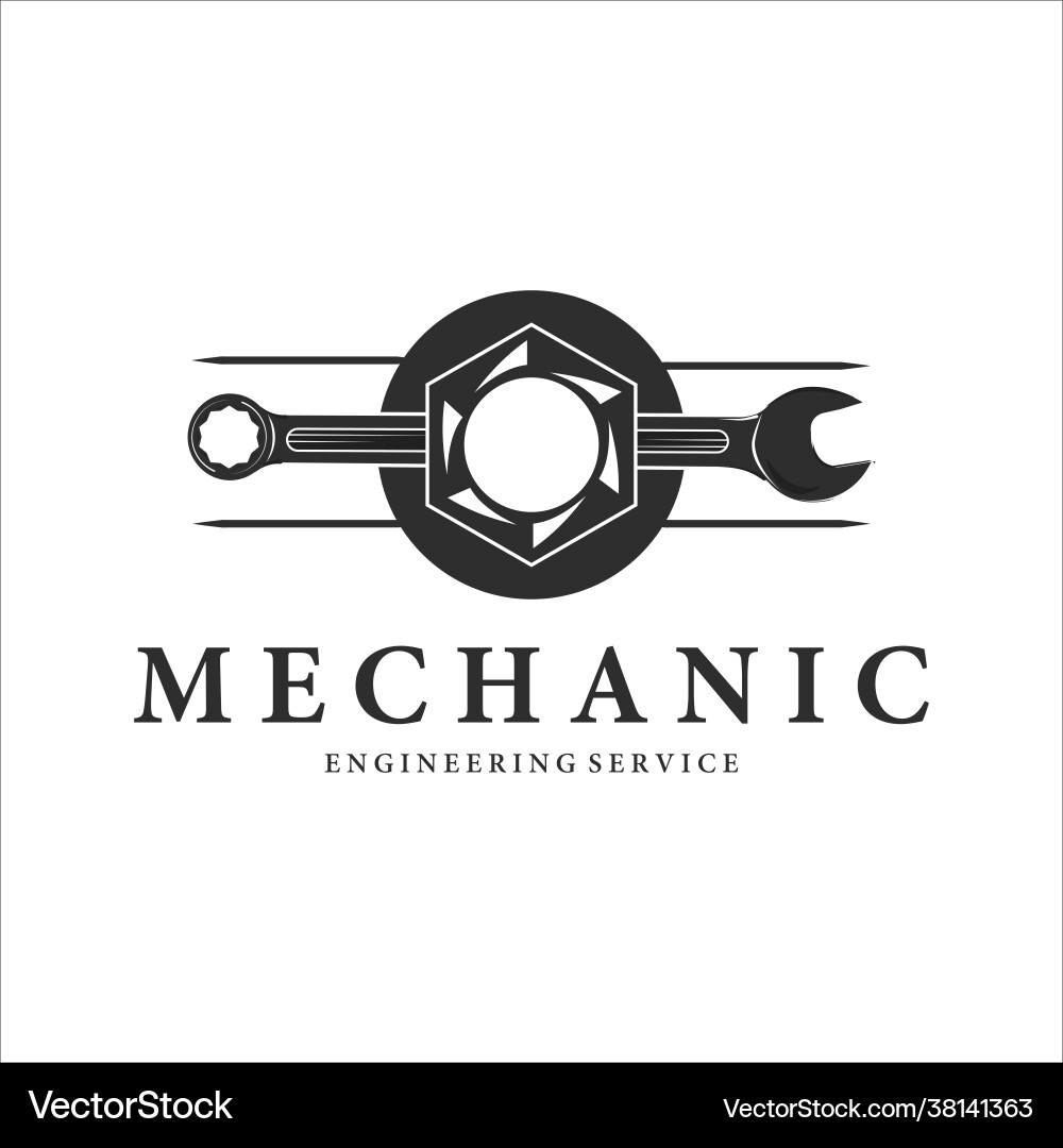 Mechanic logo vintage template label icon design Vector Image