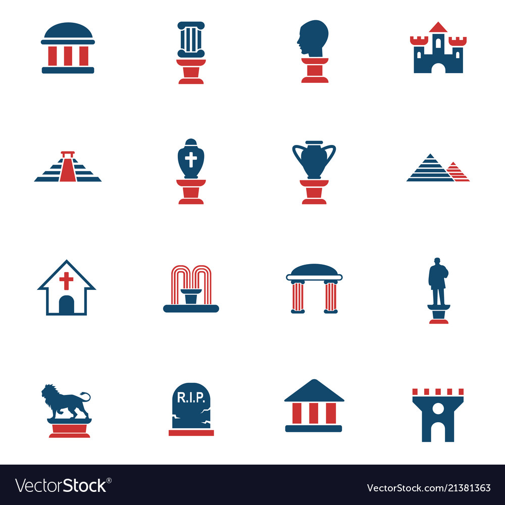 Monuments icon set Royalty Free Vector Image - VectorStock