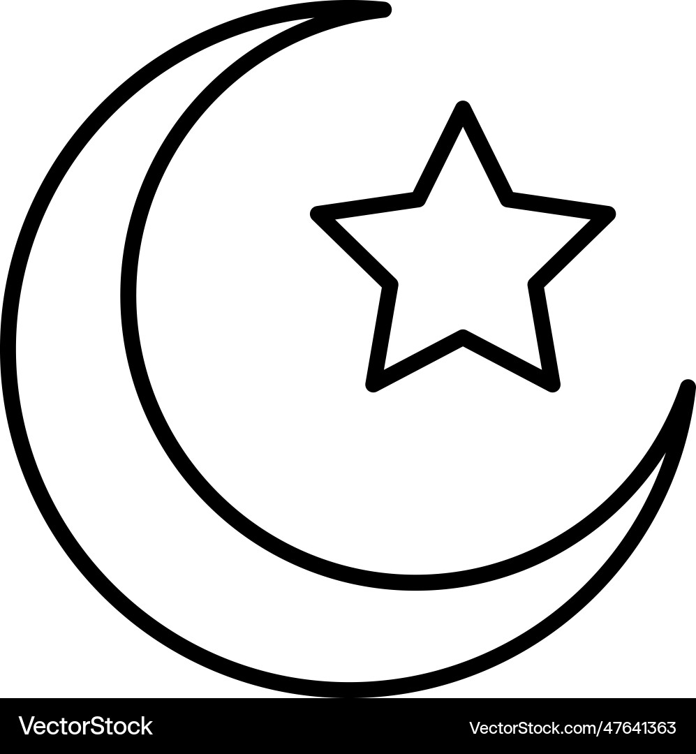 Moon and star line icon islamic icon Royalty Free Vector