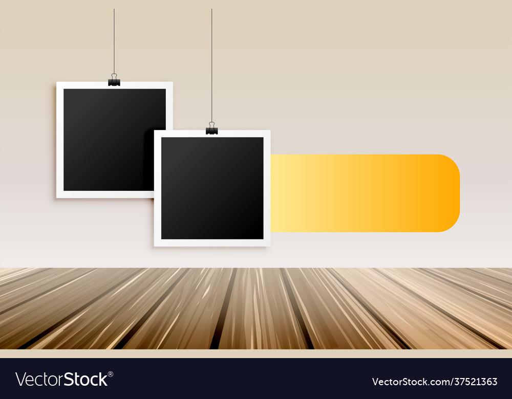 Photo frames display background design Royalty Free Vector