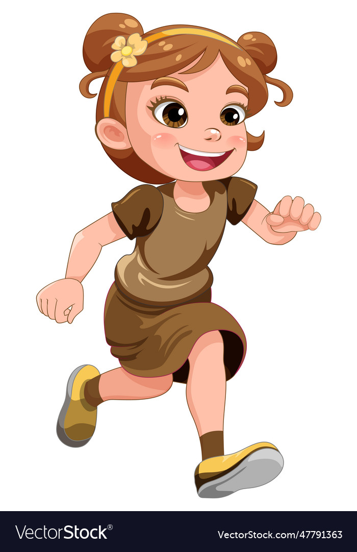 Running girl cartoon character Royalty Free Vector Image