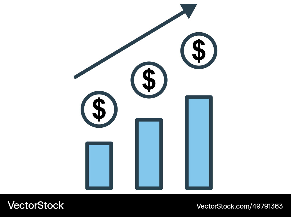 Stock market chart icon chart with dollar icon Vector Image