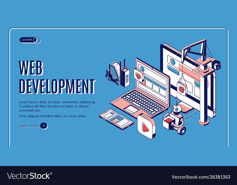 Web development website construction landing page Vector Image
